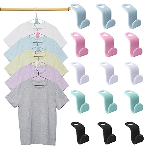 AHSONLUF 100 Pieces Clothes Hanger Connector Hooks, Thicken Clips Clothes Hangers Space Saving Plastic Hangers for Organizer Closets Extender Hooks(Pink, Blue, Black, Pink and White)