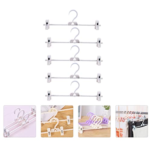 OUNONA Multifunction Space- Clothes Drying Saving Plastic White Space Hook Clip Adjustable Creative Rack Swivel Slip Pant Durable Clothing Stackable Slacks Hangers with Beige Tier On