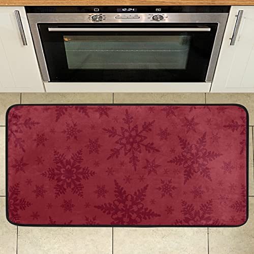 ALAZA Kitchen Mat Red Snowflake Anti Fatigue Standing Mat for Office, Laundry Room and Stand-up Desks
