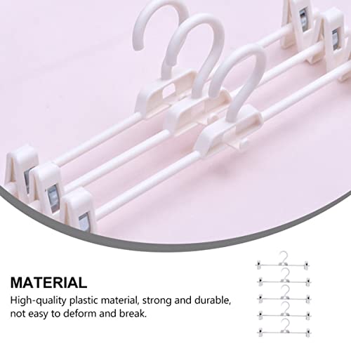 OUNONA Multifunction Space- Clothes Drying Saving Plastic White Space Hook Clip Adjustable Creative Rack Swivel Slip Pant Durable Clothing Stackable Slacks Hangers with Beige Tier On