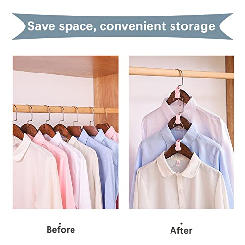 AHSONLUF 100 Pieces Clothes Hanger Connector Hooks, Thicken Clips Clothes Hangers Space Saving Plastic Hangers for Organizer Closets Extender Hooks(Pink, Blue, Black, Pink and White)