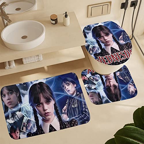 π.πππ§ππ¬πππ² Bathroom Shower Curtain 4 Pieces Set, π.ππππ¦π¬ Shower Curtain Set with Anti-Slip Rug, Toilet Cover, Bath Mat, Waterproof Shower Curtain Set with Rug,Bathroom Set with Hooks