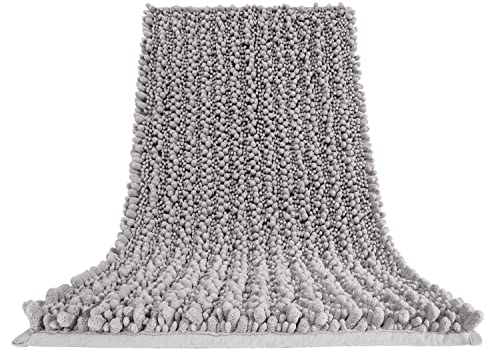 Yimobra Original Luxury Shaggy Bath Mat, Runer Rugs 44.1 X 24 Inches, Super Absorbent Water, Non-Slip, Machine-Washable, Soft and Cozy, Thick Modern for Bathroom Bedroom, Gray