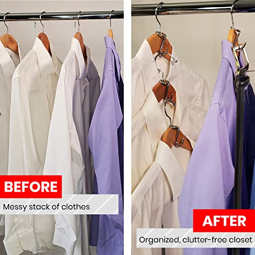 12-Pack Space Saver Heavy Duty Premium Hanger Clips Hook connectors Extenders Fits Over The Neck of Any Thin or Thick Plastic or Metal Closet Hangers Efficient Storage Easy Access