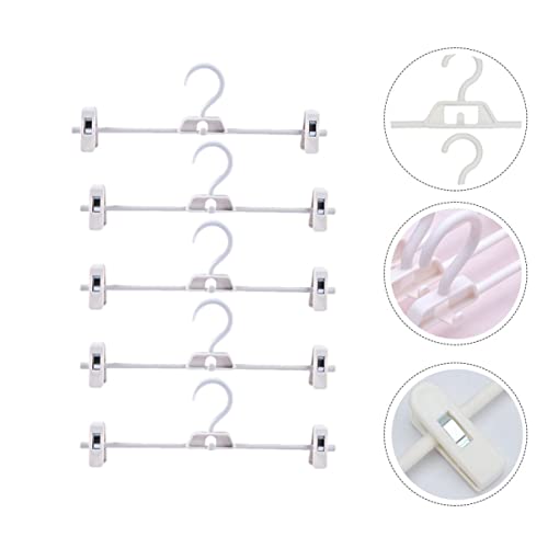 OUNONA Multifunction Space- Clothes Drying Saving Plastic White Space Hook Clip Adjustable Creative Rack Swivel Slip Pant Durable Clothing Stackable Slacks Hangers with Beige Tier On