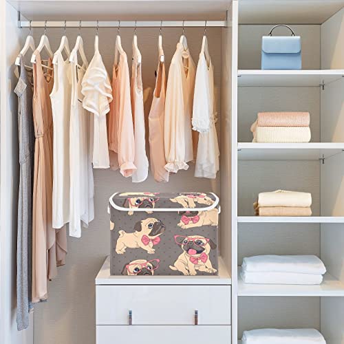 Krafig Cartoon Animal Dog Foldable Storage Box Large Cube Organizer Bins Containers Baskets with Lids Handles for Closet Organization, Shelves, Clothes, Toys