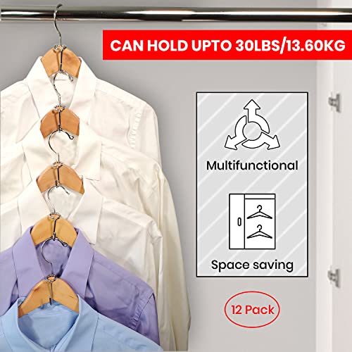 12-Pack Space Saver Heavy Duty Premium Hanger Clips Hook connectors Extenders Fits Over The Neck of Any Thin or Thick Plastic or Metal Closet Hangers Efficient Storage Easy Access
