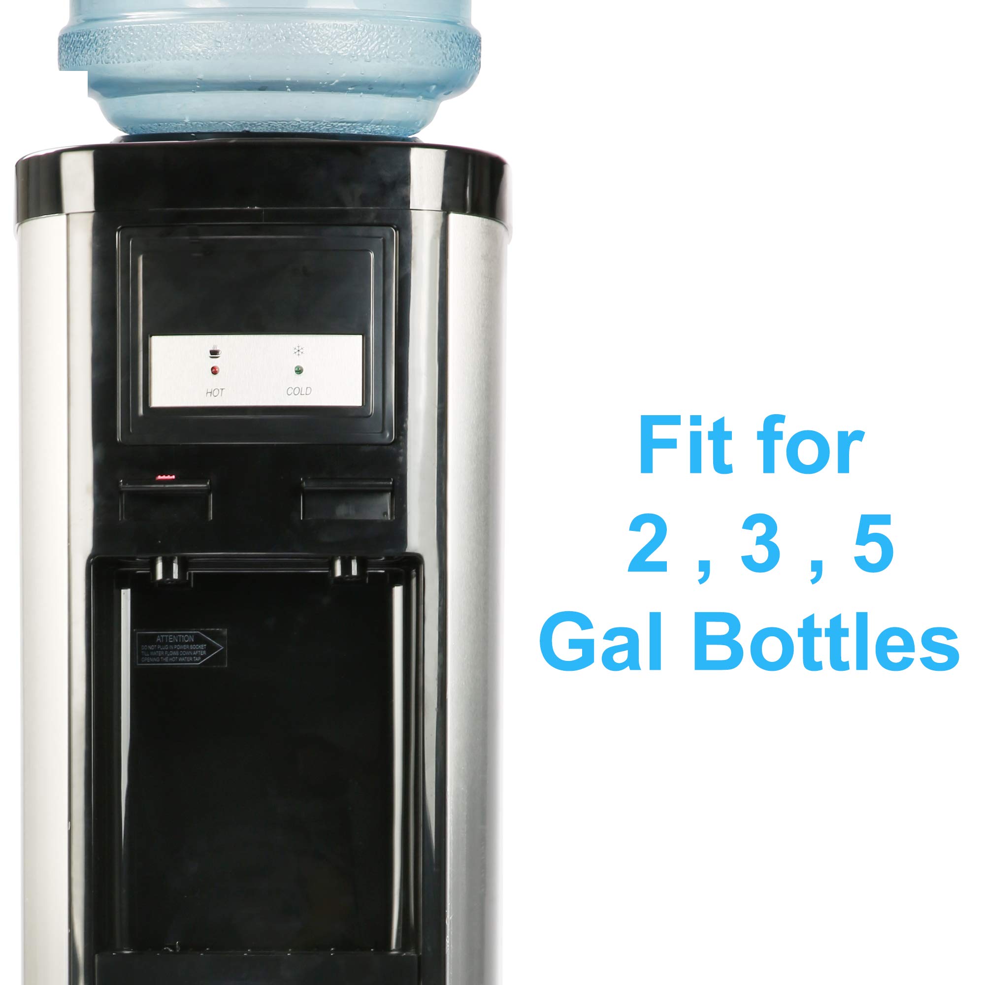 Vilobos Top Loading Water Dispenser Hot/Cold Water Cooler Dispenser-Holds 3 or 5 Gallon Bottles, Child Safety Lock,Removable Drip Tray for Home Office,Black