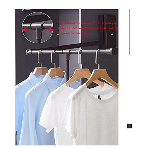 Brown Drop-Down Wardrobe Hanging Rail, Aluminum Alloy Closet Storage Rack, Adjustable Closet Rod Wardrobe Lifter Storage Rack, Adjustable 450-1150mm, Load 30KG (Size : 830-1150mm)