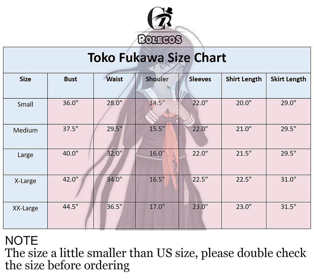 CR ROLECOS Toko Fukawa Cosplay Outfit Japanese Sailor School Uniform Cosplay Costume S