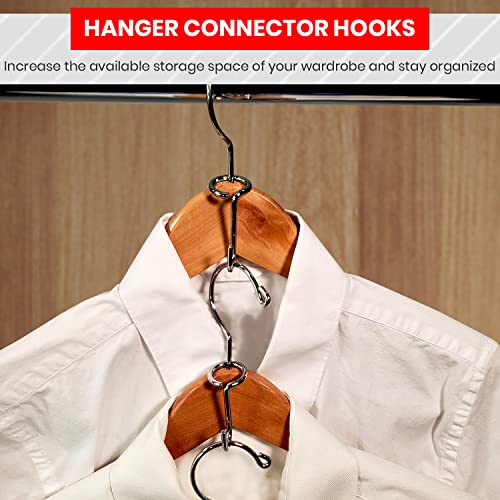 12-Pack Space Saver Heavy Duty Premium Hanger Clips Hook connectors Extenders Fits Over The Neck of Any Thin or Thick Plastic or Metal Closet Hangers Efficient Storage Easy Access