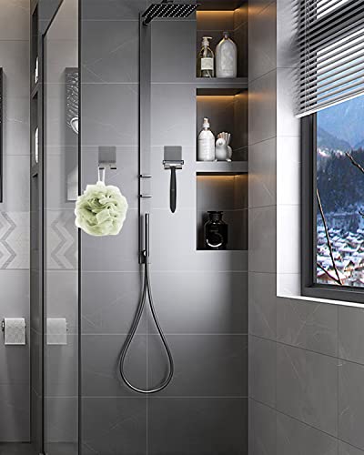 ABINLIN Razor Holder for Shower Wall 4 Pack, Stainless Steel Razor Hanger for Shower, Waterproof Self-Adhesive Towel Hooks for Bathrooms (Silver)