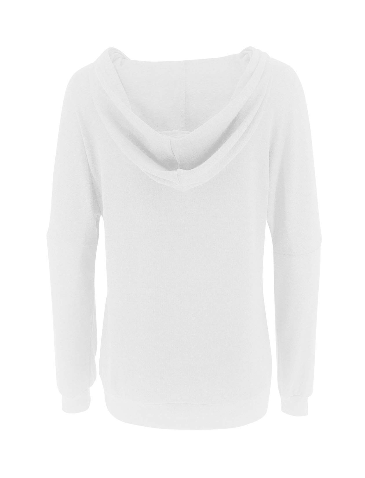 PRETTODAY Women's Casual Lightweight Hoodies Long Sleeve Color Block Sweatshirts Loose Pullover Tops with Pocket (White,Large)