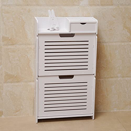 TouSuaRSi 2 Layer Modern Shoe Storage Cabinet with Doors White Practical Free Standing Shoe Rack for Entryway Show Rack Entryway (2 Tier, 18.11"x6.69"x31.69")
