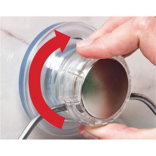 iDesign Metro Rustproof Aluminum Turn-N-Lock Suction, Bathroom Shower Combo Basket for Shampoo, Conditioner, Soap - 2 Tiers, Silver