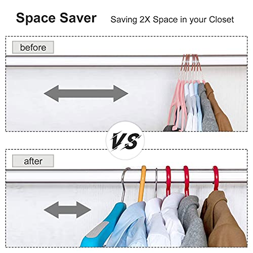BBFISH Premium Velvet Hangers Home Non-Slip Clothes Hanger 50 Pack Ultra Thin Space Saving with 360° Swivel Rose Gold Hook Strong and Durable Coat Hangers (Pink)