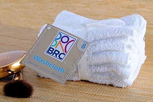 Best Ride On Cars BRC Multi Pack 100% Cotton 12x12 White Washcloths, 8 Piece Set, Makes a Great Gift!