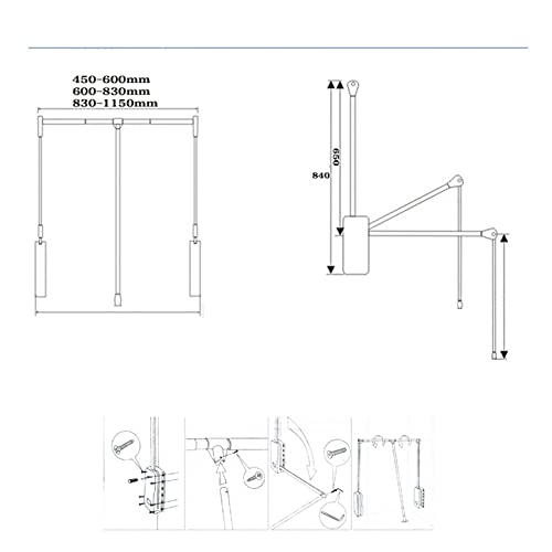 Brown Drop-Down Wardrobe Hanging Rail, Aluminum Alloy Closet Storage Rack, Adjustable Closet Rod Wardrobe Lifter Storage Rack, Adjustable 450-1150mm, Load 30KG (Size : 830-1150mm)