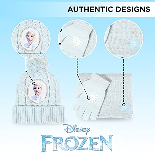 Disney Frozen Kid’s Winter Hat, Snow Gloves, and Scarf for Girls, 3 Pc. Set, Plush Warm Outdoor Comfort Includes Gift Box
