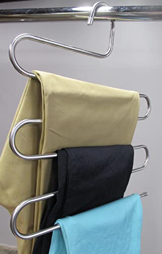 NAHANCO NHMLPH S-Shape Multilayer Metal Space Saving Pant/Scarf Hangers for Closet Organization (5 Layers) -3/Pack