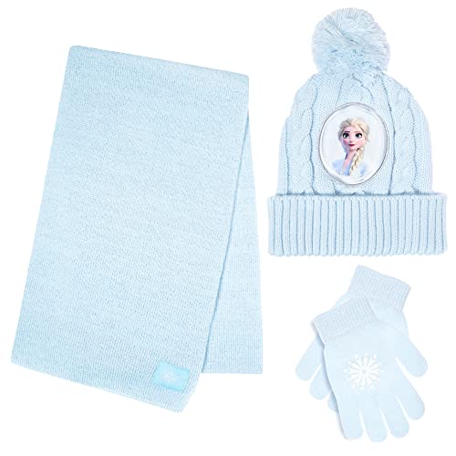 Disney Frozen Kid’s Winter Hat, Snow Gloves, and Scarf for Girls, 3 Pc. Set, Plush Warm Outdoor Comfort Includes Gift Box