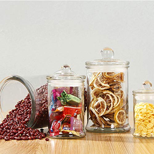 Maredash Glass Apothecary Jars,Bathroom Storage Organizer with lids - Glass canistersĀ Jar Cotton Ball Holder Set of 8