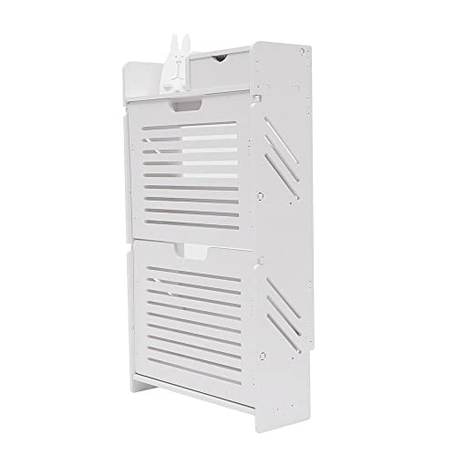 TouSuaRSi 2 Layer Modern Shoe Storage Cabinet with Doors White Practical Free Standing Shoe Rack for Entryway Show Rack Entryway (2 Tier, 18.11"x6.69"x31.69")