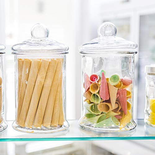 Maredash Glass Apothecary Jars,Bathroom Storage Organizer with lids - Glass canistersĀ Jar Cotton Ball Holder Set of 8