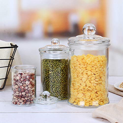 Maredash Glass Apothecary Jars,Bathroom Storage Organizer with lids - Glass canistersĀ Jar Cotton Ball Holder Set of 8