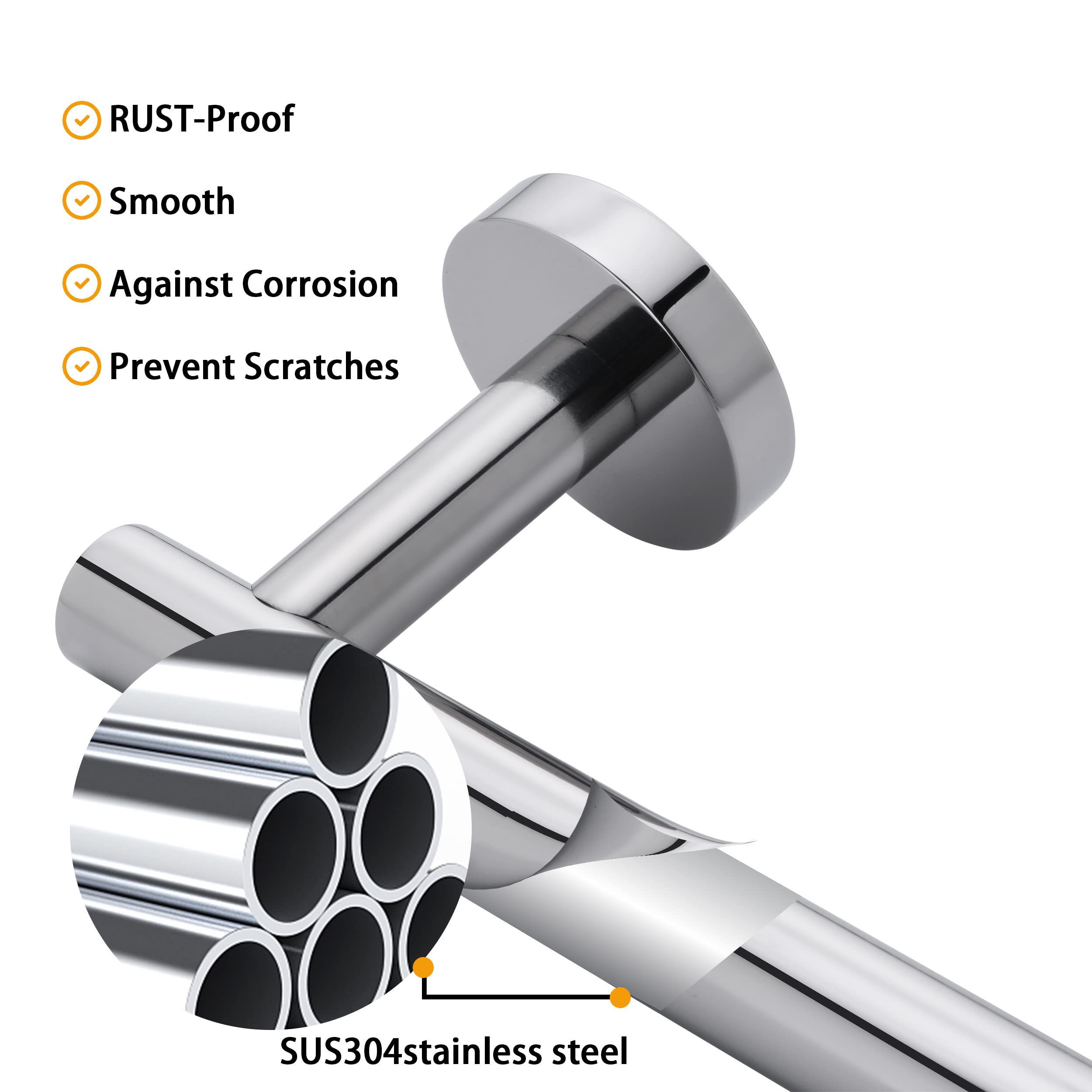 Nolimas Polished Chrome Bath Towel Bar Single Bars Towel Rack Rod Classic Wall Mounted Stainless Steel Bathroom Towel Bar Toilet Kitchen Towel Shelf Single Layer,9inch