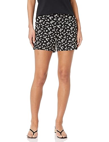 Amazon Essentials Women's Mid-Rise Slim-Fit 5 Inch Inseam Khaki Short (Available in Straight and Curvy Fits), Black White Floral, 16
