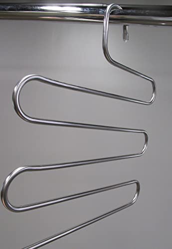 NAHANCO NHMLPH S-Shape Multilayer Metal Space Saving Pant/Scarf Hangers for Closet Organization (5 Layers) -3/Pack