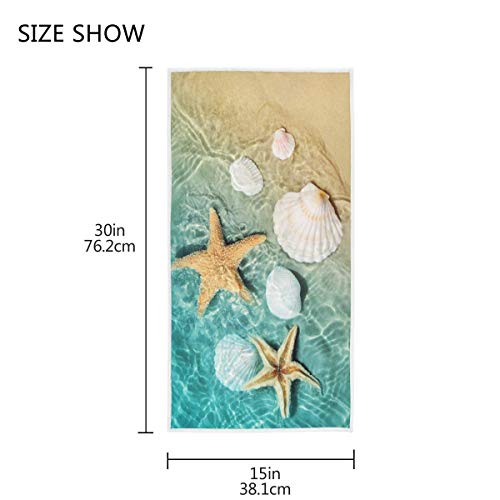 Wamika Beach Summer Hand Towels Seashells Starfishs Face Towel Ocean Sea Soft Thin Guest Towel Portable Kitchen Tea Towels Dish Washcloths Bath Decorations Housewarming Gifts 16 X 30 in