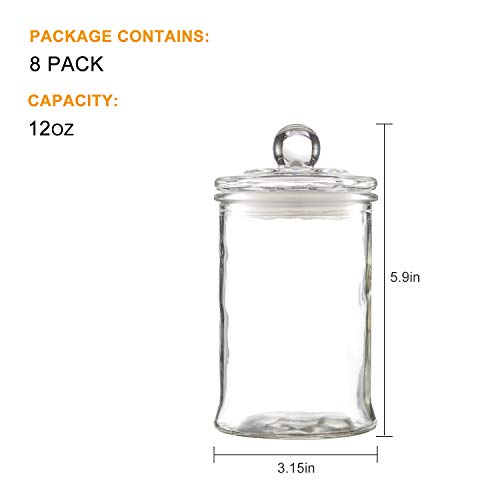 Maredash Glass Apothecary Jars,Bathroom Storage Organizer with lids - Glass canistersĀ Jar Cotton Ball Holder Set of 8