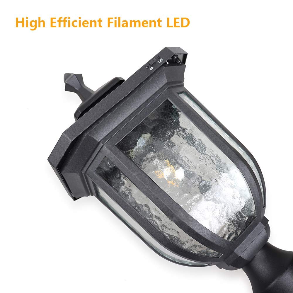 KMC LIGHTING ST4322Q-A Solar Post Light Solar Powered Lamp Post Light Post Solar Light Outdoor Fabulously Bright 120 LUMENS Made of Aluminum die-Casting and Glass with 3 inches Post Adaptor