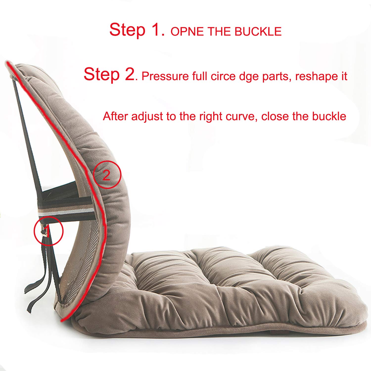ALIBO Orthopedic Firm Chair Lumbar Support Cushion Set Non-Slip Bottom Coccyx Pads Warm Adjustable Curvature Low Back Pain Relief Relax Pillow for Office,Dinning Chair,Recliners,Sofa and Car Grey