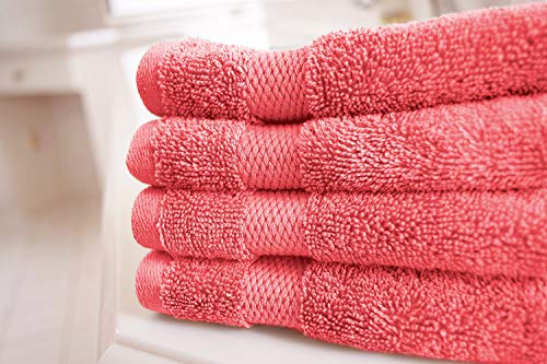Cotton & Calm Exquisitely Fluffy 100% Cotton Wash Cloths Set - Luxurious 12 Pack Coral Washcloths - 13x13 inches Face Towel - Super Soft, Thick & Absorbent for Face, Hand, Gym & Spa