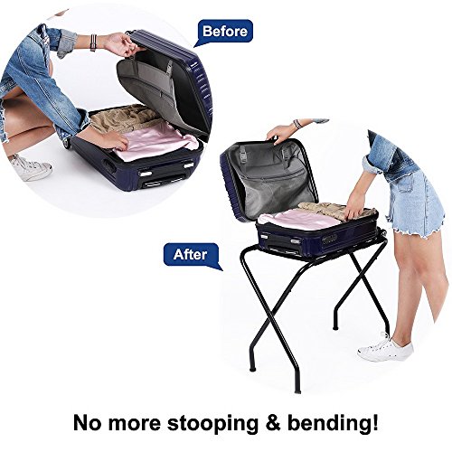 Ochine Luggage Rack, Folding Luggage Rack, Folding Suitcase Stand Foldable Suitcase Racks Portable Luggage Rack Suitcase Luggage Rack Single Tier Luggage Holder for Guest Room Bedroom Hotel
