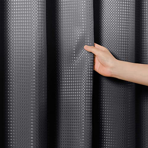 Black Shower Curtain, Polyester Ombre Bath Shower Curtains for Bathroom, Textured Fabric Waterproof Shower Curtain Liner with 12 Hooks,Machine Washable(72 x 72 inch,Black)