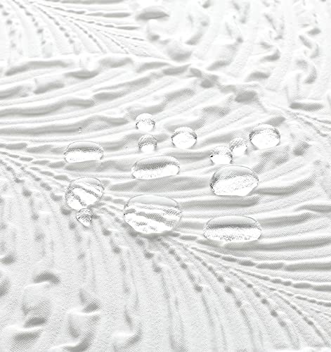 Gibelle White Shower Curtain for Bathroom, 3D Embossed Textured Fabric Shower Curtain, Modern Farmhouse Chic Soft Cloth Shower Curtain Set with Hooks, 72x72
