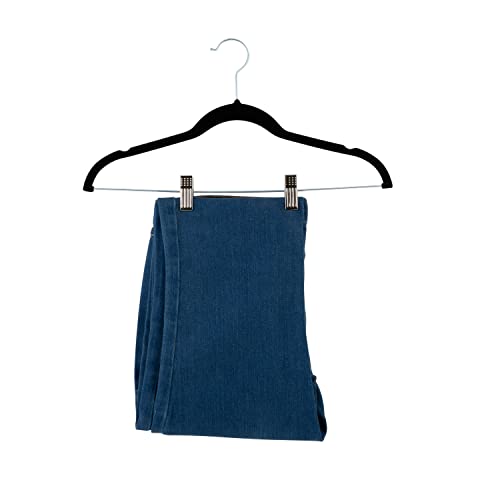 Simplify Velvet Hangers - Plastic Hangers with Zink Hooks - Hangers for Pants, Shirts, Clothes - Black - Pack of 6-0.16" x 16.93" x 9.06"