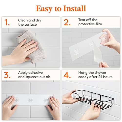 Lifewit Shower Caddy, Rustproof Stainless Steel Shower Organizer, No Drilling Traceless Adhesive Shower Shelves For Bathroom & Kitchen Storage, 2-Pack Shower Shelf (Matte Black)