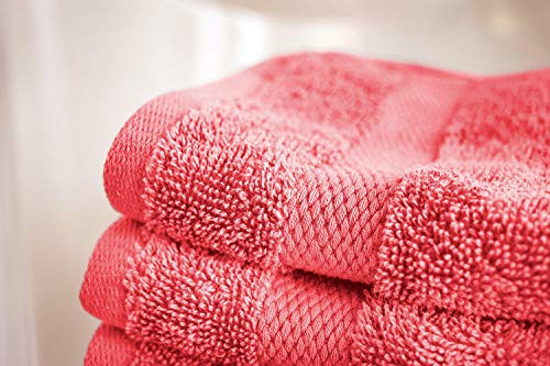 Cotton & Calm Exquisitely Fluffy 100% Cotton Wash Cloths Set - Luxurious 12 Pack Coral Washcloths - 13x13 inches Face Towel - Super Soft, Thick & Absorbent for Face, Hand, Gym & Spa