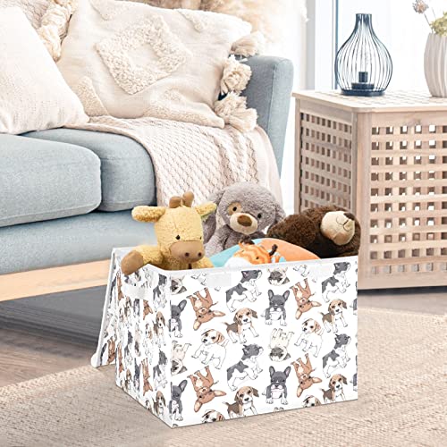 Krafig Cartoon Funny Animal Dog Foldable Storage Box Large Cube Organizer Bins Containers Baskets with Lids Handles for Closet Organization, Shelves, Clothes, Toys