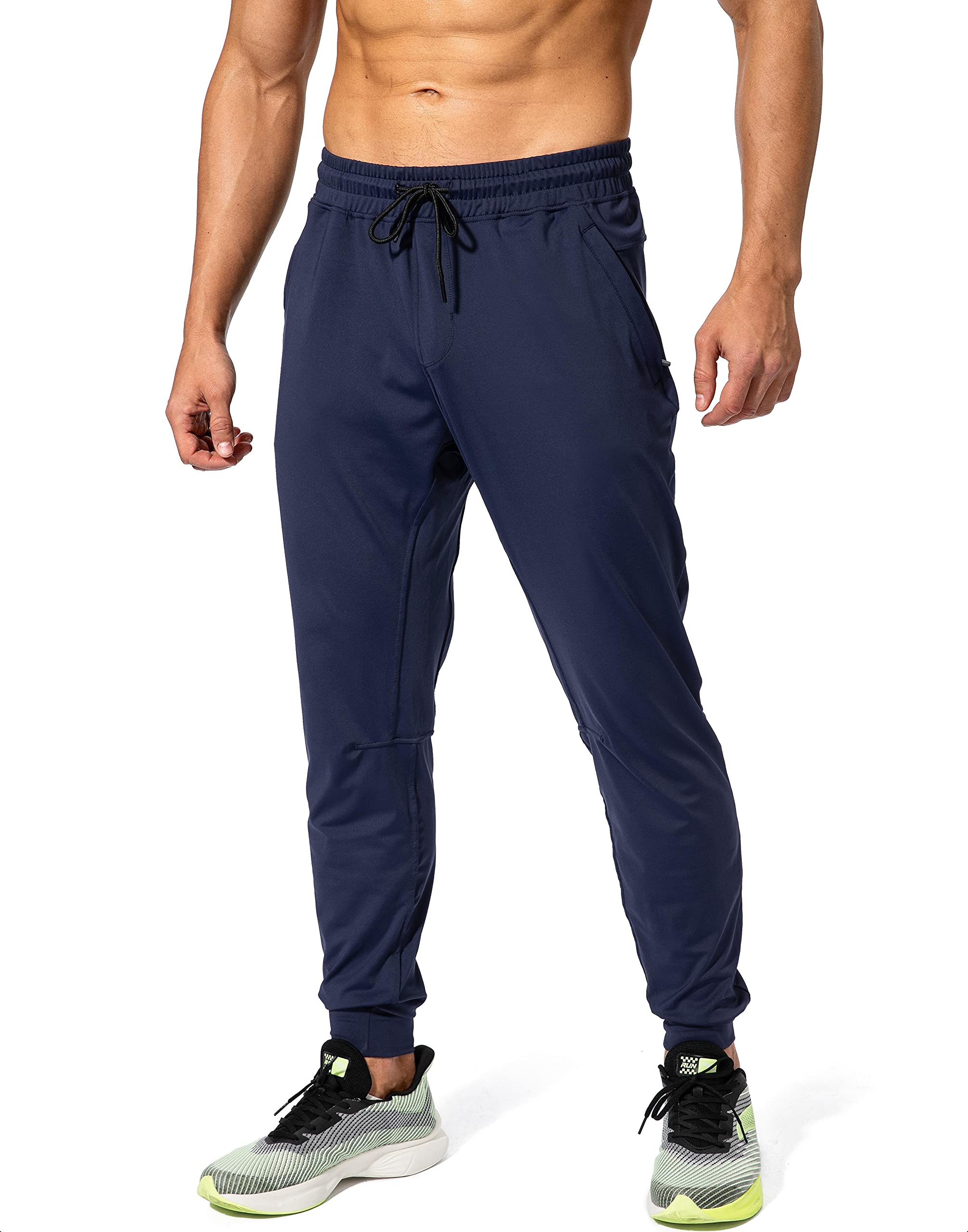 G Gradual Men's Sweatpants with Zipper Pockets Athletic Pants Traning Track Pants Joggers for Men Soccer, Running, Workout(Navy,L)