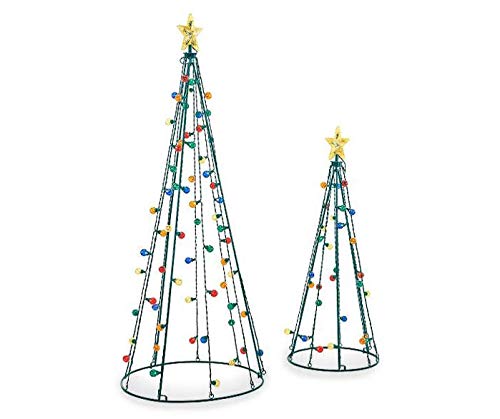 Winter Wonder Lane Multi-Color 2-Piece Twinkle String Cone Trees Set Holiday Seasonal Christmas Indoor/Outdoor Light-Up Decor