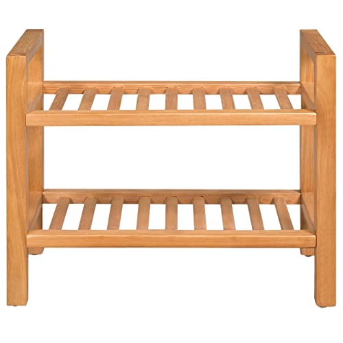 Youuihom Shoe Rack, Shoe Shelf Storage Organizer, for Entryway and Closet Hallway, Shoe Rack with 2 Shelves Solid Oak Wood 19.7"x10.6"x15.7"