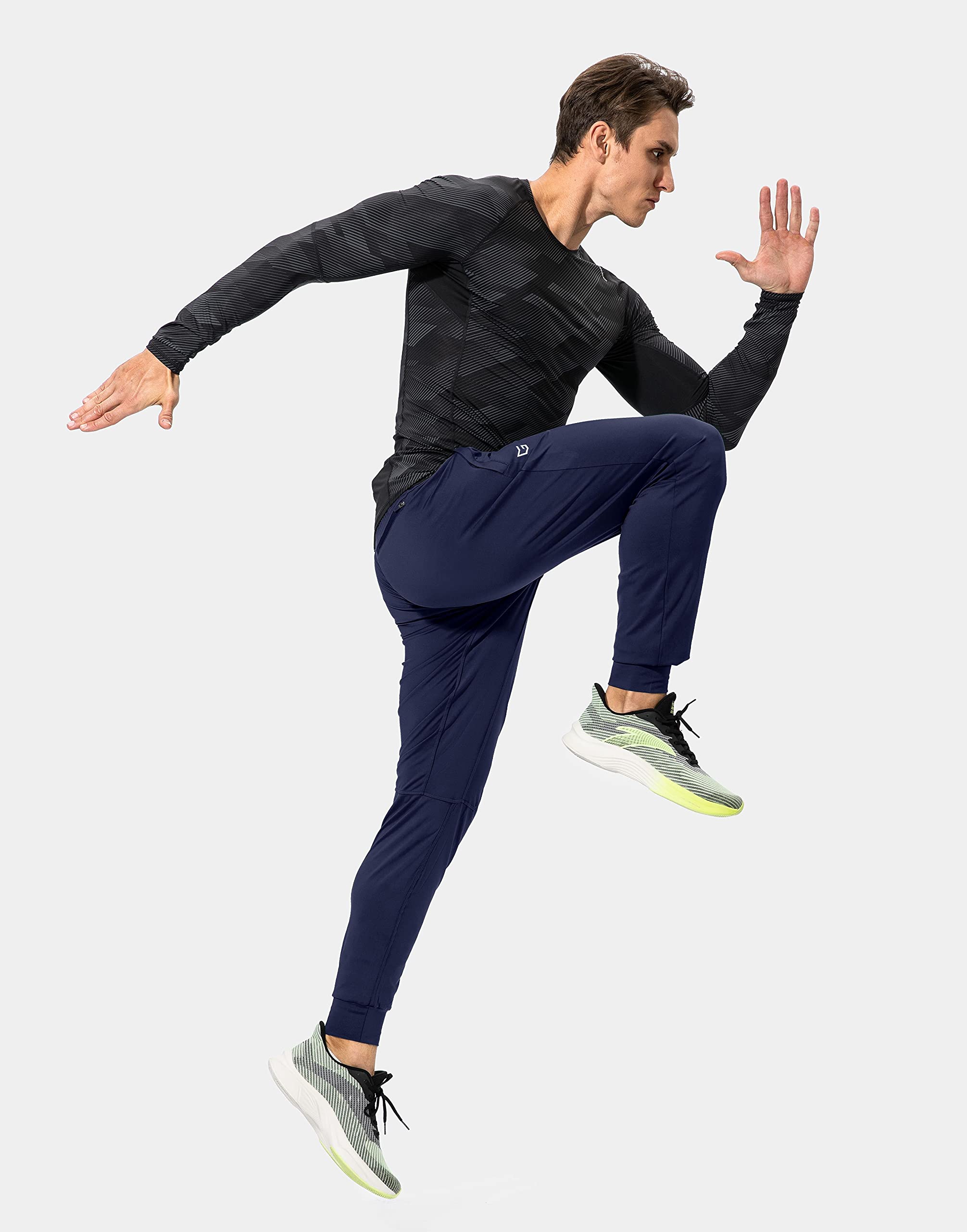 G Gradual Men's Sweatpants with Zipper Pockets Athletic Pants Traning Track Pants Joggers for Men Soccer, Running, Workout(Navy,L)