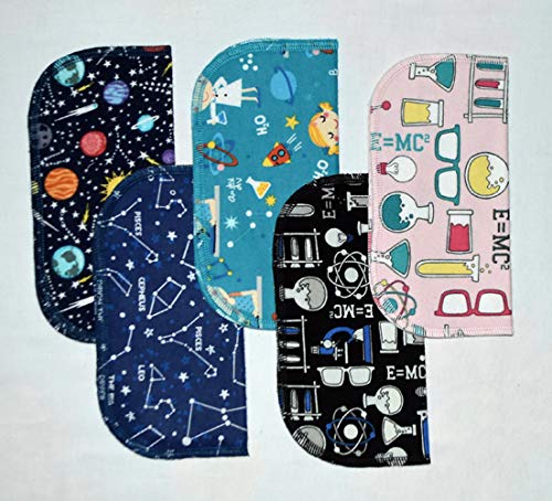 2 Ply World Of Science Flannel Washable Kids Lunchbox Napkins 8x8 inches 5 Pack - Little Wipes (R) Flannel