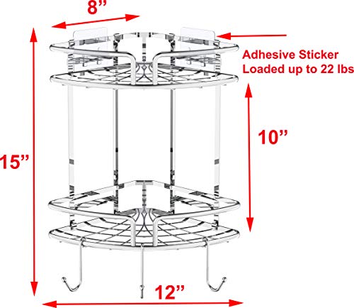 Simple Houseware 2-Tier Bathroom Corner Shower Caddy Organizer with Adhesive Wall Mount, Chrome
